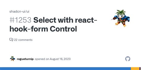 Select With React Hook Form Control · Issue 1253 · Shadcn Uiui · Github