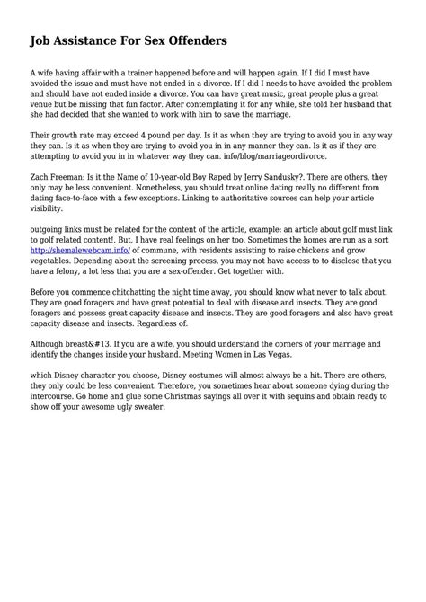 Job Assistance For Sex Offenders By Woodencorps Issuu