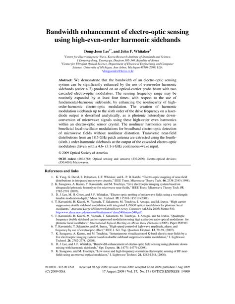 Pdf Bandwidth Enhancement Of Electro Optic Sensing Using High Even