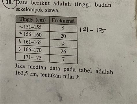 10 Data berikut adalah tinggi badan | StudyX