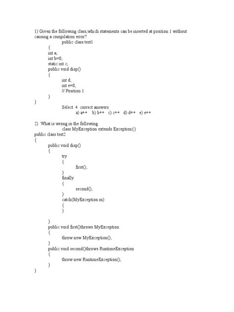 Core Java Theory Test Pdf Method Computer Programming Class