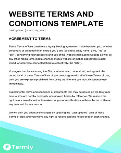 Terms Of Use Template For Website Free