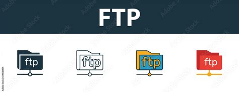 Ftp Icon Set Four Simple Symbols In Diferent Styles From Web Hosting Icons Collection Creative