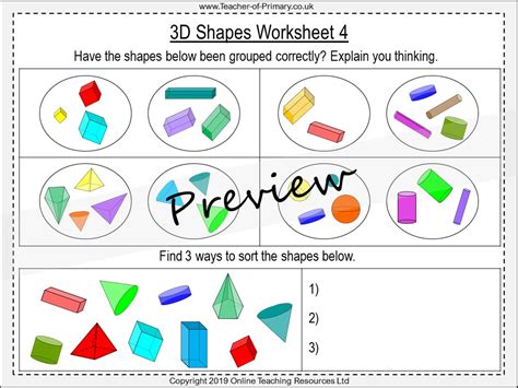 Sorting 3d Shapes Worksheet Year 1 Grade 1 Shape Sorter Worksheet