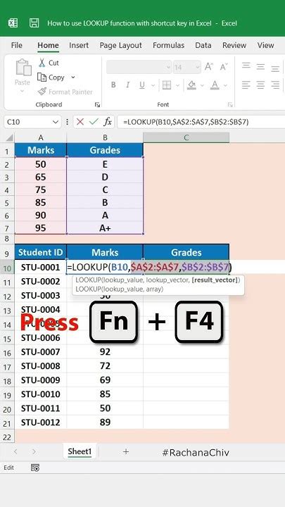 How To Use Shortcut Key Of Lookup Function In Excel Shortvideo Shorts