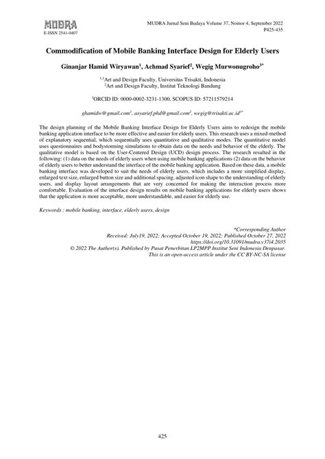 Pdf Commodification Of Mobile Banking Interface Design For Elderly Users