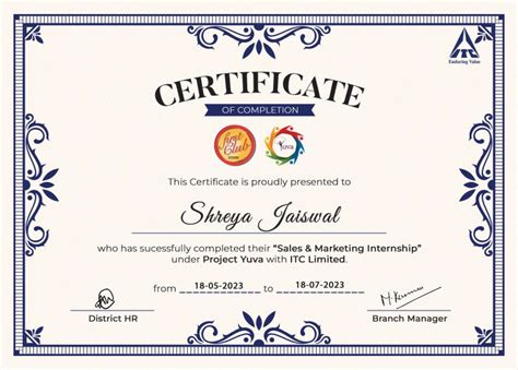 Shreya Jaiswal On Linkedin Got The Certificate From Itc For The Successful Completion Of The