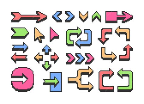 Premium Vector Arrow Icon Set In Pixel Style Set Of Retro Pixelated Icons
