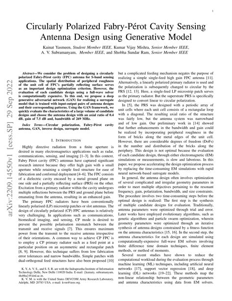 Pdf Circularly Polarized Fabry Pérot Cavity Sensing Antenna Design Using Generative Model