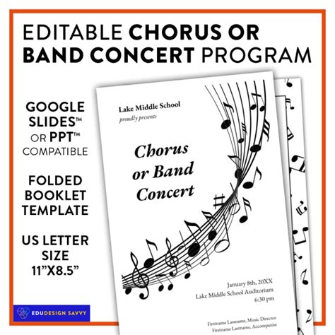 Editable Chorus Or Band Concert Program Template Made By Teachers