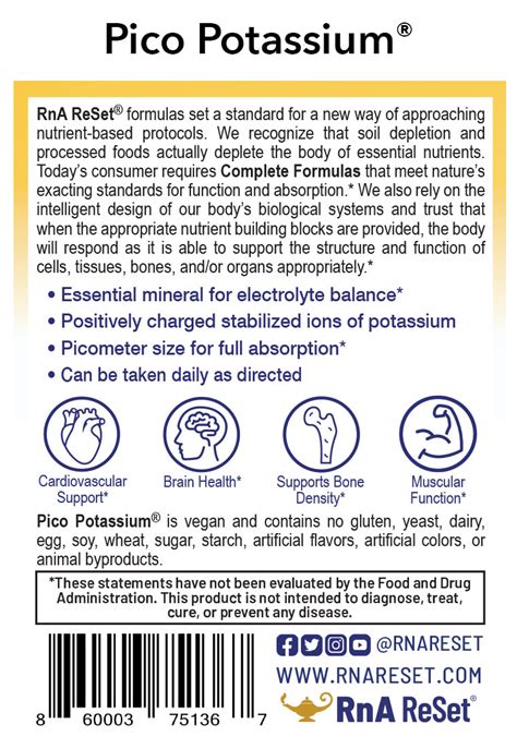 Pico Potassium Supplement By Dr Carolyn Dean Rna Reset Potassium