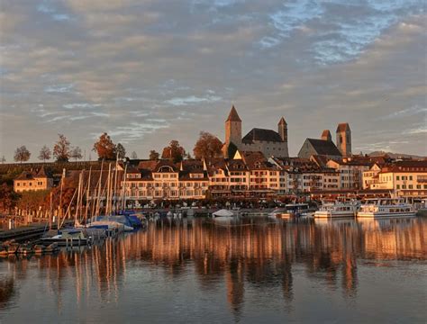 Download Rapperswil Jona Lake Zurich Sunset Wallpaper