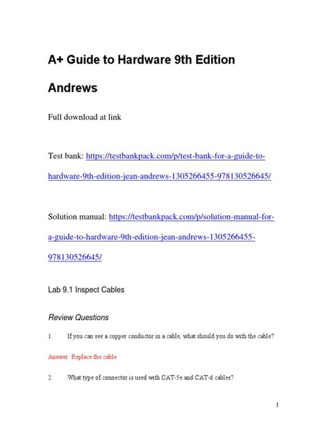 a guide to hardware 9th edition andrews solutions manual 1 pdf