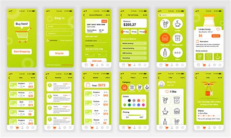 Ui Ux Gui 스크린 세트 모바일 앱을 위한 쇼핑 앱 평면 디자인 템플릿 아이콘에 대한 스톡 벡터 아트 및 기타 이미지