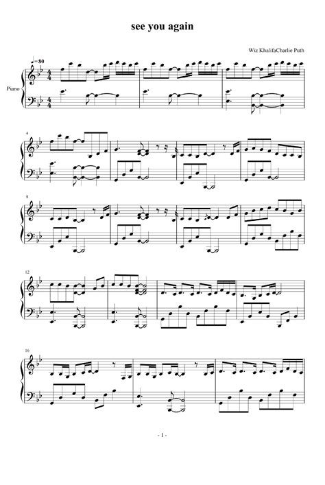 See You Again Arr Charlie Puth By Wiz Khalifa Feat Charlie Puth