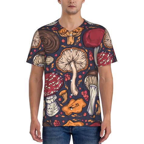 Picia Forest Wild Mushroom Pattern Mens Polo Shirts Quick Dry Short