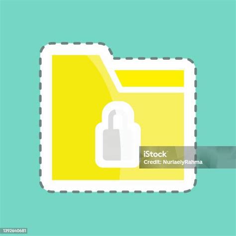 스티커 줄 잘라 잠긴 폴더 사용자 인터페이스 기호에 적합합니다 편집 가능한 간단한 디자인 디자인 템플릿 벡터 간단한 기호 그림 가상현실에 대한 스톡 벡터 아트 및 기타