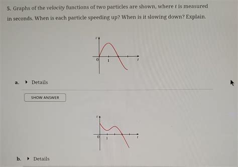 solved 5 graphs of the velocity functions of two particles