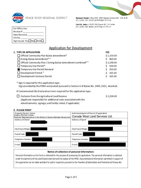 Fillable Online Zoning Bylaw And Ocp Amendment Application Fax Email Print Pdffiller