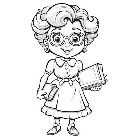 Page Colorier Pour Enfants De Ans Enseignante Adulte Paisse Style De Dessin Anim Photo