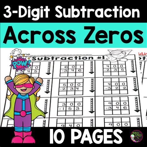 3 Digit Subtraction Across Zeros Worksheets Made By Teachers