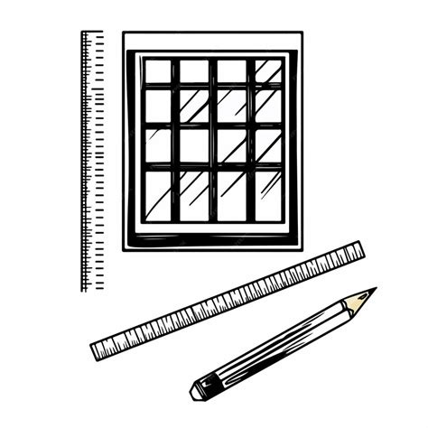Professional Drafting Paper With Window Sketch Pencil And Ruler Premium Ai Generated Vector