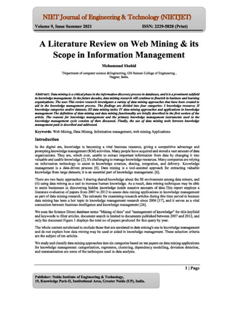 Pdf A Literature Review On Web Mining And Its Scope In Information