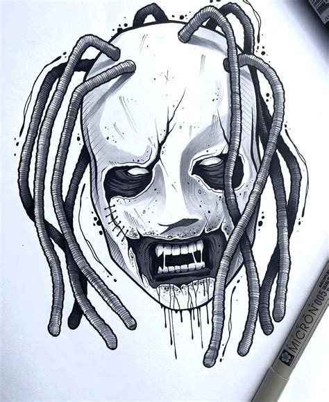 Stencil Slipknot Tattoo Designs Corey Taylor Mask Drawing Slipknot Fan Art Scary Drawings