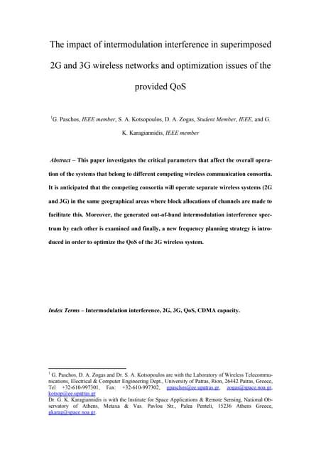 The Impact Of Intermodulation Interference In Superimposed 2 G And 3g Pdf