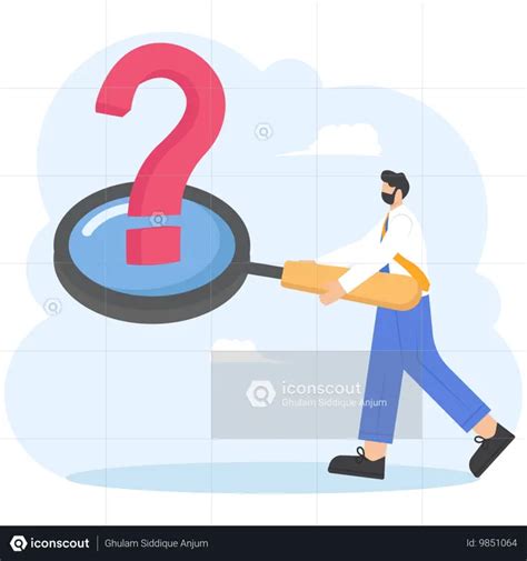 Businessman Analyst Using Magnifying Glass To Analyze Question Mark Sign Illustration Free