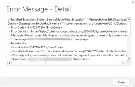 Plug In Assembly Does Not Contain The Required Types Or Assembly