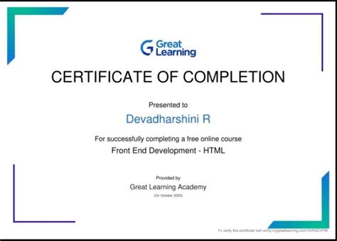 Devadharshini R On Linkedin Greatlearningacademy Greatlearning Glacertificate