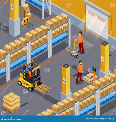 Inside The Warehouse Distribution And Packaging Of Goods Is Automated With Conveyors And Robots