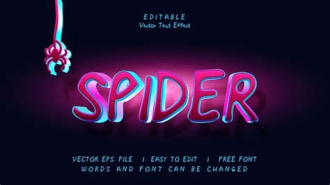 Premium Vector Spider Girl Editable Text Effect