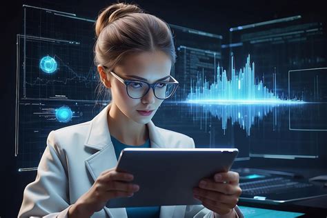 Premium Photo Software Coding Hologram And Woman On Tablet Thinking