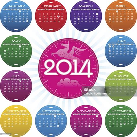 Vector Year Of 2014 Calendar Stock Illustration Download Image Now