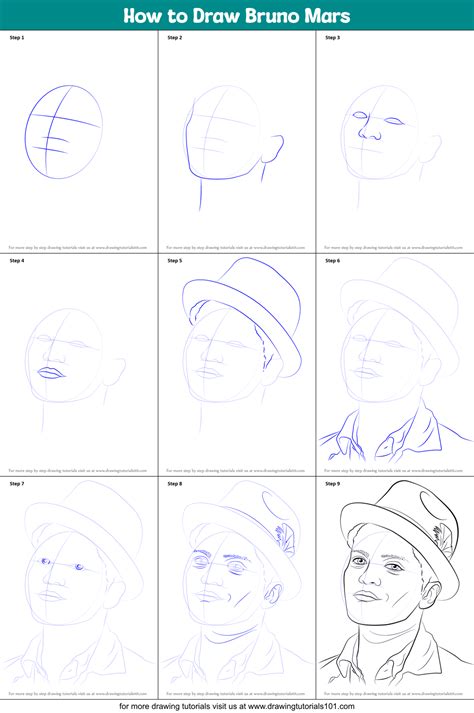 How To Draw Bruno Mars Singers Step By Step