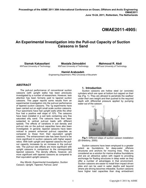 Pdf An Experimental Investigation Into The Pull Out Capacity Of Suction Caissons In Sand