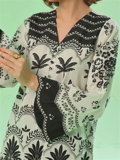 1pc Printed Pret And Unstitched Lawn Black