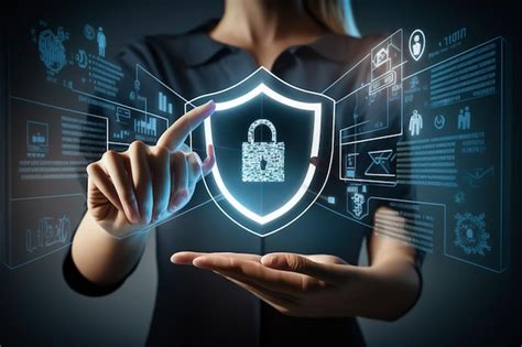 Premium AI Image Woman Holding A Padlock With A Padlock On The Screen