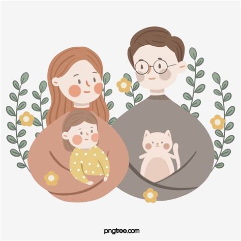 신선한 손으로 그린 스타일 가족 일러스트 요소 가정 가족 부모 Png 일러스트 및 Psd 이미지 무료 다운로드