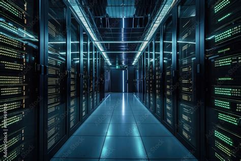 Modern Rack LED In The Server Room S Central Console Generative AI Stock Illustration Adobe Stock