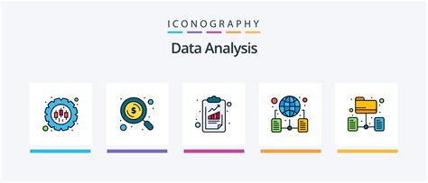 Data Analysis Line Filled 5 Icon Pack Including Management Data