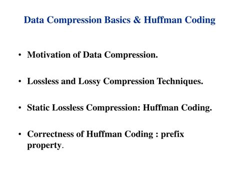 Ppt Introduction To Huffman Coding Data Compression Basics