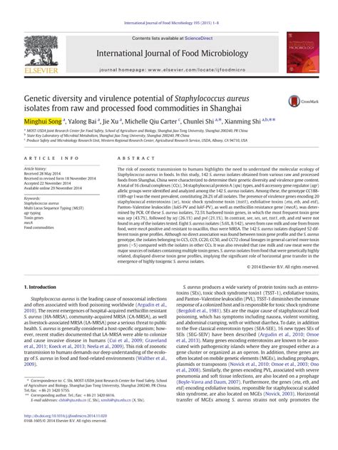 pdf genetic diversity and virulence potential of staphylococcus