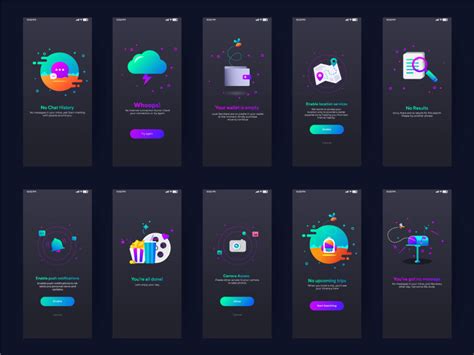Colorful Empty State Mobile Ui Design Dark Screen Download Free Resource