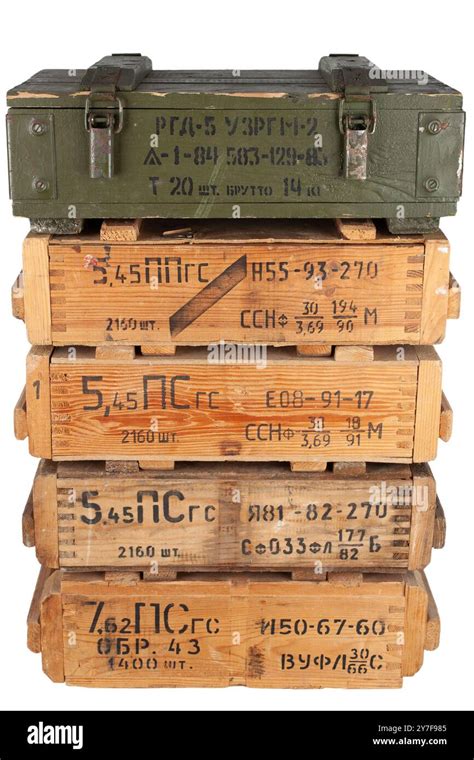 Army Ammunition Stack Of Wooden Crates Text In Russian Type Of