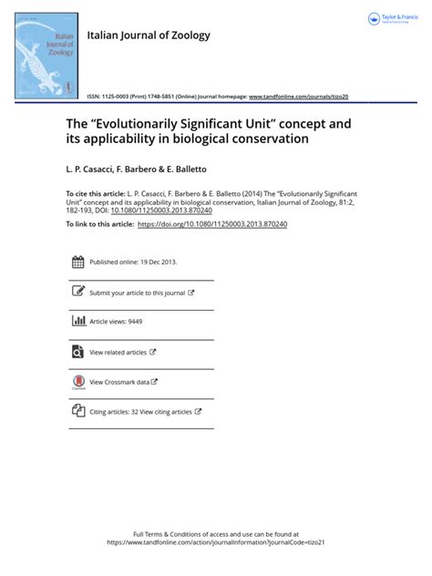 The Evolutionarily Significant Unit Concept And Its Applicability In Biological Conservation