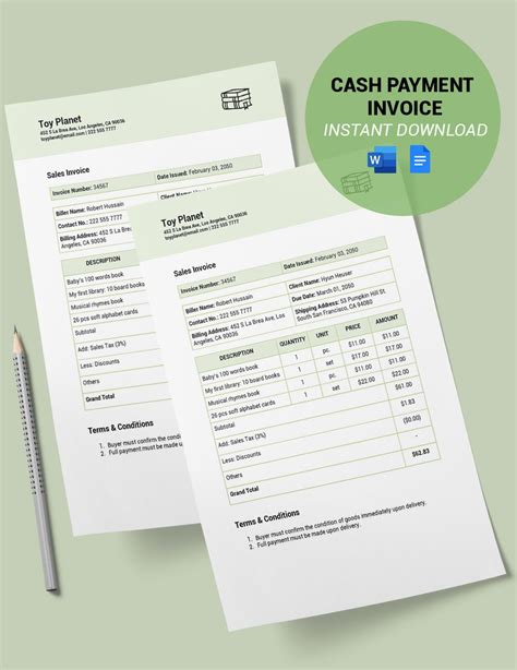 Free Cash Invoice Templates Editable And Printable