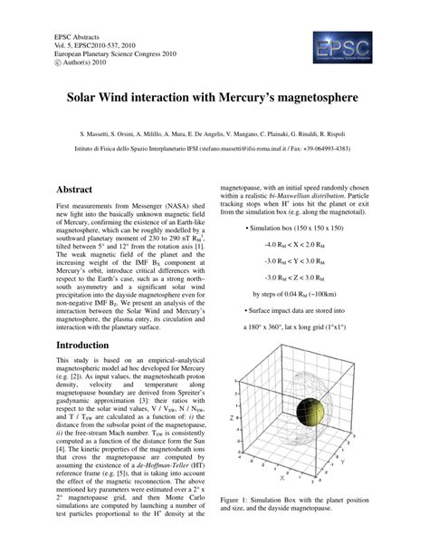 Pdf Solar Wind Interaction With Mercurys Magnetosphere